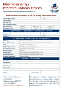 Continuation Form - Platinum Health