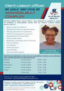 Joyce Raborife visiting schedule at Amandelbult Tumela.2024 - Platinum ...
